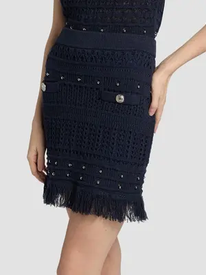 MILLY Beaded Fringe Miniskirt