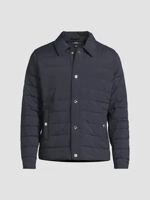 REISS Harrison Quilted Snap-front Jacket - Navy