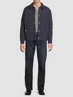 REISS Harrison Quilted Snap-front Jacket - Navy