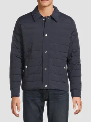 REISS Harrison Quilted Snap-front Jacket - Navy