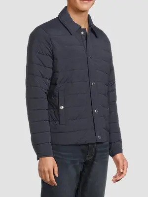 REISS Harrison Quilted Snap-front Jacket - Navy