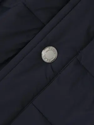 REISS Harrison Quilted Snap-front Jacket - Navy