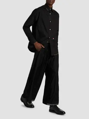 GLASS CYPRESS Wool Embroidered Wide-leg Pants