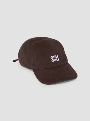 Miu Miu Denim Baseball Cap Dark Red