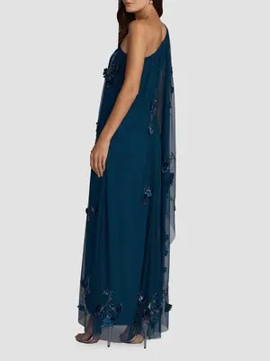 Mac Duggal Embellished Trapeze One-shoulder Gown