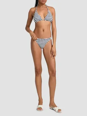 MILLY Cottage Gingham Bikini Bottom - Navy