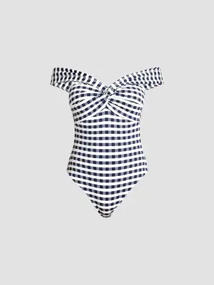 MILLY Betsy Cottage Gingham One-piece Swimsuit - Navy