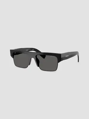 Prada 55mm Rectangular Sunglasses - Black