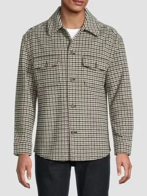 REISS Liam Houndstooth Wool-blend Overshirt