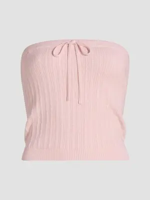 REFORMATION Zazie Knit Cotton-blend Strapless Top
