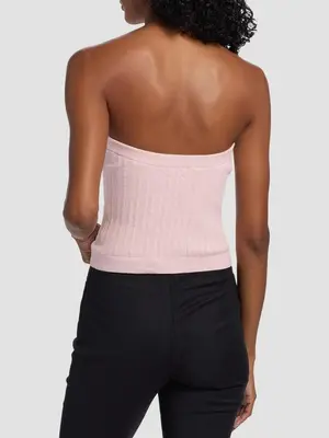 REFORMATION Zazie Knit Cotton-blend Strapless Top
