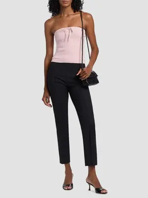 REFORMATION Zazie Knit Cotton-blend Strapless Top