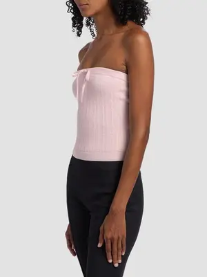 REFORMATION Zazie Knit Cotton-blend Strapless Top