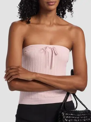REFORMATION Zazie Knit Cotton-blend Strapless Top