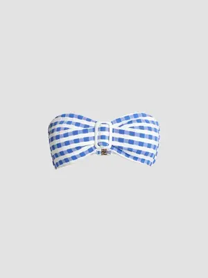 MILLY Margot Gingham Bandeau Bikini Top - Blue