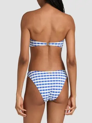 MILLY Margot Gingham Bandeau Bikini Top