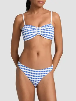 MILLY Margot Gingham Bandeau Bikini Top