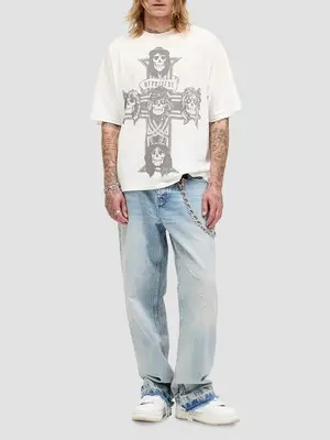 REPRESENT Guns N' Roses Cross Crewneck T-shirt - Washed Ecru