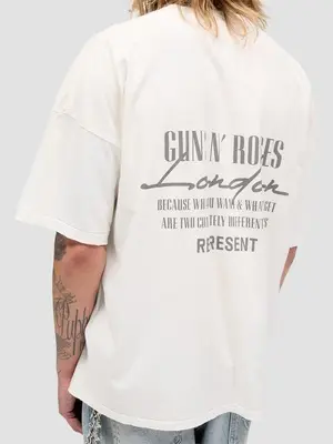 REPRESENT Guns N' Roses Cross Crewneck T-shirt - Washed Ecru
