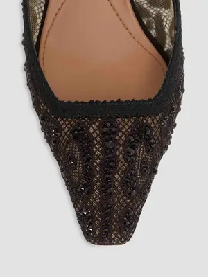 Dolce & Gabbana 60mm Crystal-embellished Lace Mesh Slingback Pumps