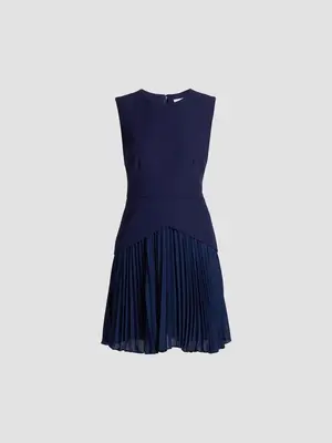 MILLY Haddy Pleated Minidress - Navy