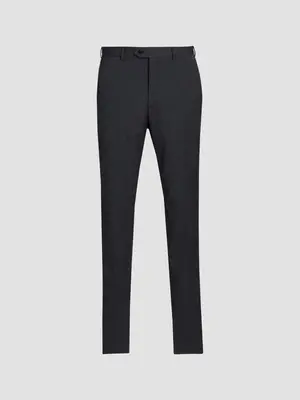 Emporio Armani Flat Front Wool Trousers - Grey