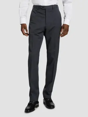 Emporio Armani Flat Front Wool Trousers - Grey