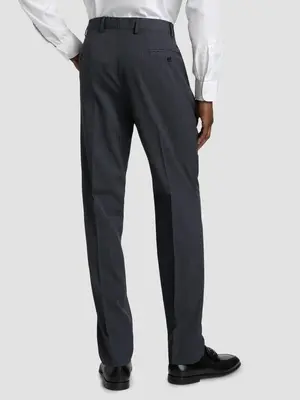Emporio Armani Flat Front Wool Trousers - Grey