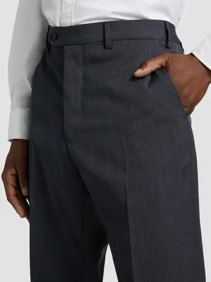Emporio Armani Flat Front Wool Trousers - Grey