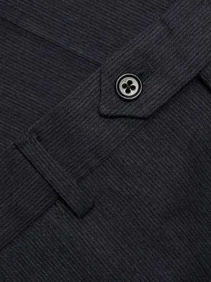 Emporio Armani Flat Front Wool Trousers - Grey