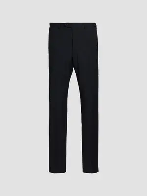 Emporio Armani Flat Front Wool Trousers Navy