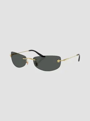 Versace Runway 60mm Rectangular Sunglasses - Gold