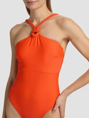 MILLY Braided One-piece Swimsuit - Orange