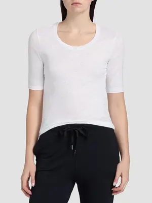 Majestic Filatures Scoopneck Stretch Linen Top