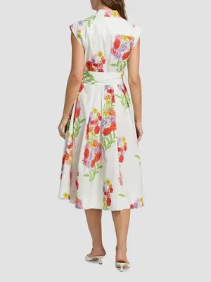 MILLY Jules Paris Bouquet Poplin Midi-dress