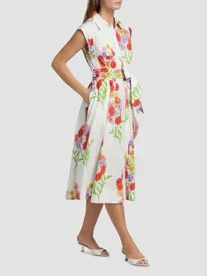 MILLY Jules Paris Bouquet Poplin Midi-dress