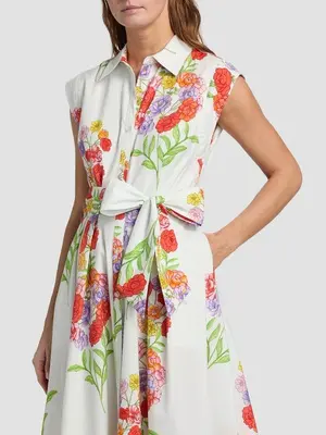 MILLY Jules Paris Bouquet Poplin Midi-dress
