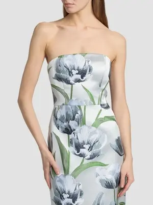 MILLY Orion Tulip Jacquard Strapless Gown