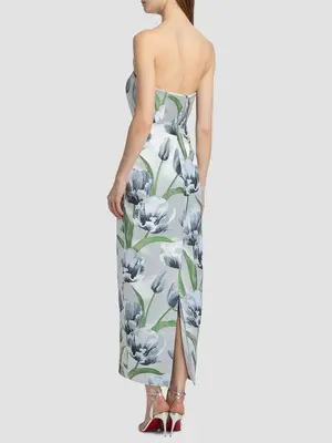 MILLY Orion Tulip Jacquard Strapless Gown