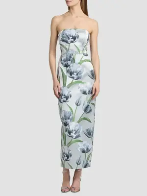 MILLY Orion Tulip Jacquard Strapless Gown