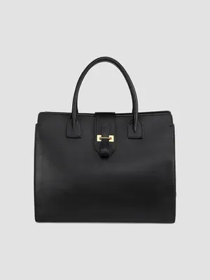 NILI LOTAN Lou Leather Top Handle Bag - Black