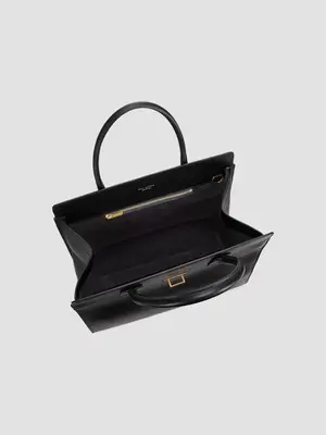 NILI LOTAN Lou Leather Top Handle Bag - Black