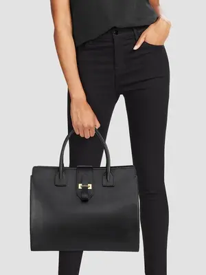 NILI LOTAN Lou Leather Top Handle Bag - Black