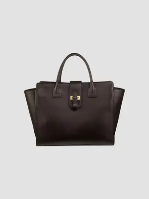 NILI LOTAN Lou Leather Top Handle Bag - Espresso