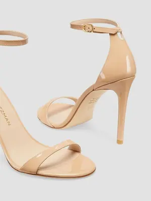 STUART WEITZMAN Nudist Ii 100mm Patent Leather Sandals - Adobe
