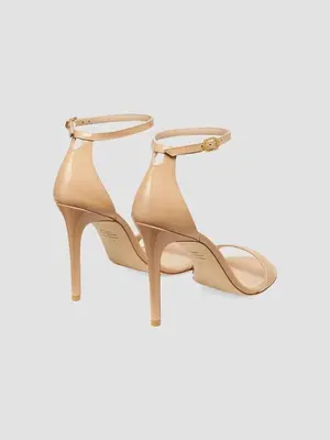 STUART WEITZMAN Nudist Ii 100mm Patent Leather Sandals - Adobe