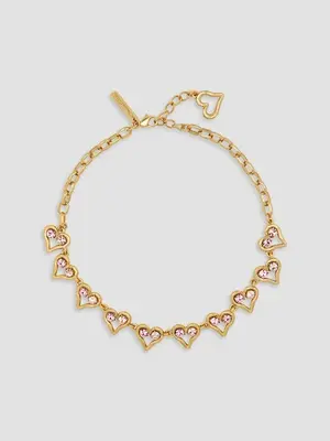 Oscar De La Renta Scramble 14k-gold-plated & Glass Crystal Heart Necklace - Rose Multi