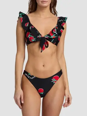 MILLY Pomodoro Ruffle Bikini Top - Multi