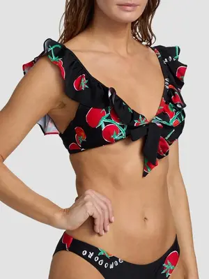 MILLY Pomodoro Ruffle Bikini Top - Multi