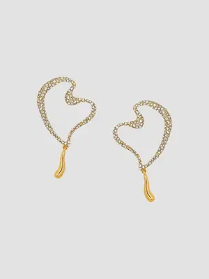 Oscar De La Renta 24k-gold-plated & Strass Heart Drop Earrings - Crystal